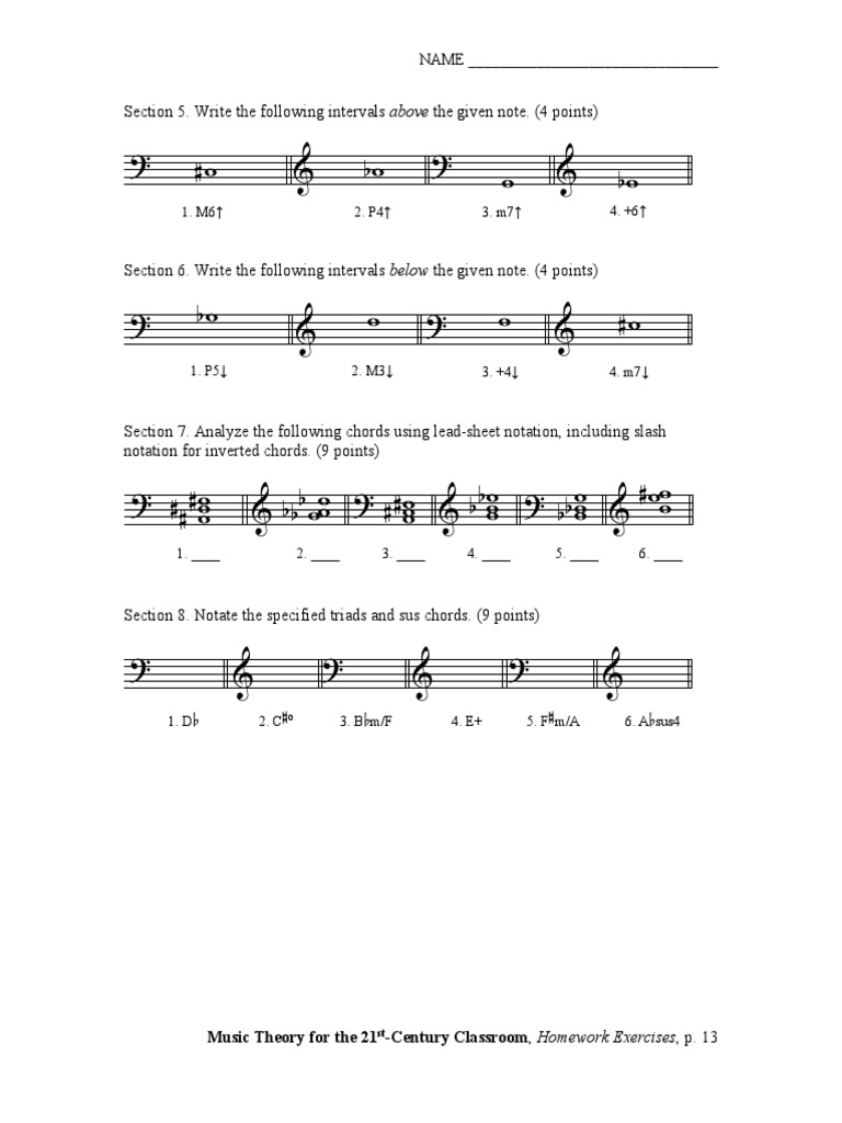 NAME - : Music Theory For The 21 - Century Classroom, Homework ...