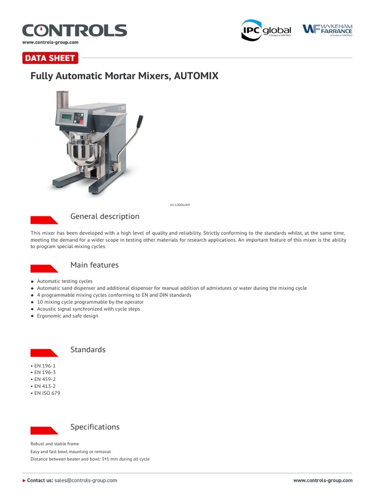 Fully Automatic Mortar Mixers, AUTOMIX | PDF