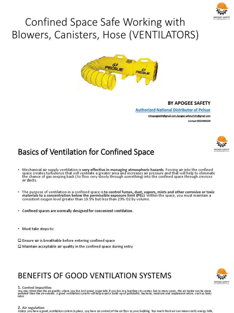 Confined Space Safe Working With Blowers, Canisters, Hose (VENTILATORS ...