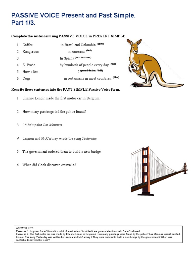 PASSIVE VOICE Present and Past Simple EXERCISES 1 - 3 | PDF