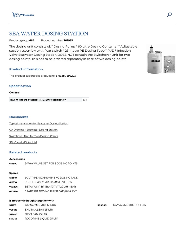 Sea Water Dosing Station | PDF