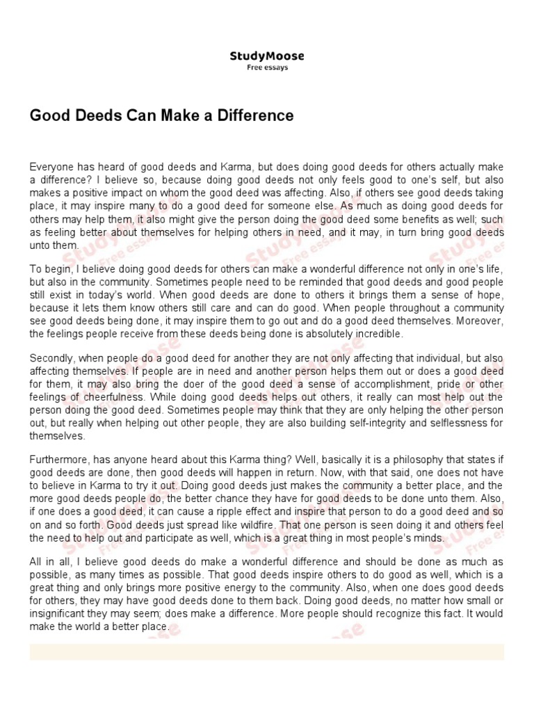 Good Deeds Can Make A Difference | PDF | Karma