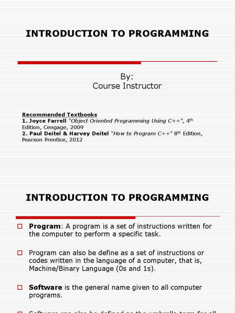Introduction To Programming: By: Course Instructor | PDF | Computer ...