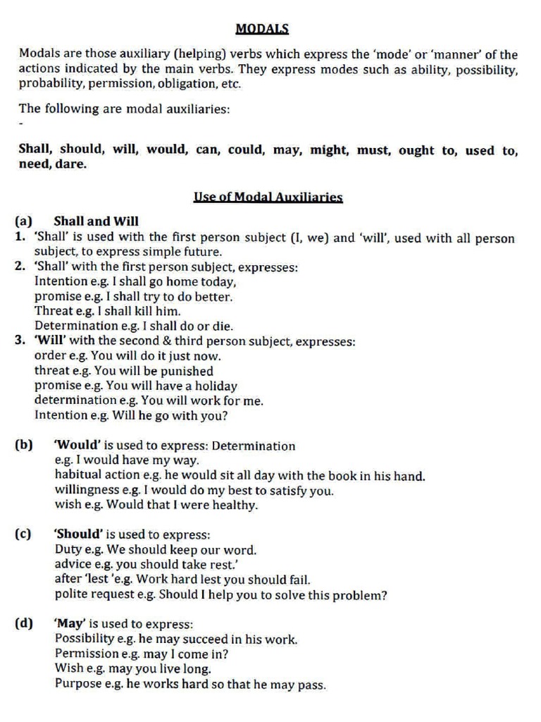 Use of Modal Auxiliaries: Modals | PDF | Linguistic Typology | Linguistic Morphology