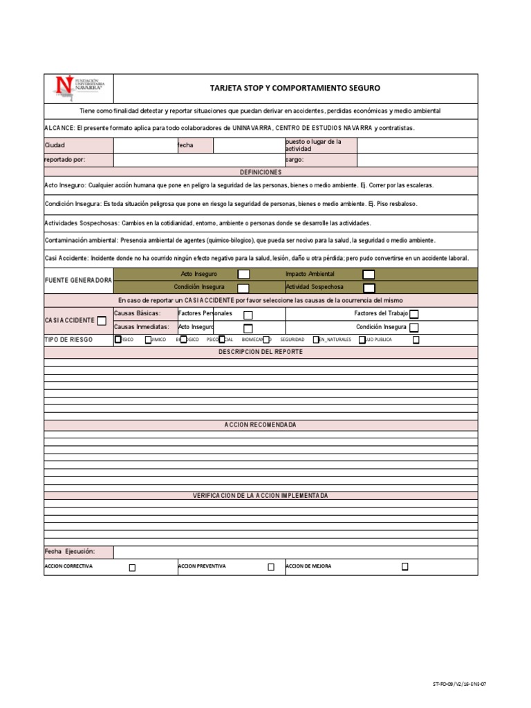 Tarjeta Stop | PDF | Accidentes | Ciencias de la Salud