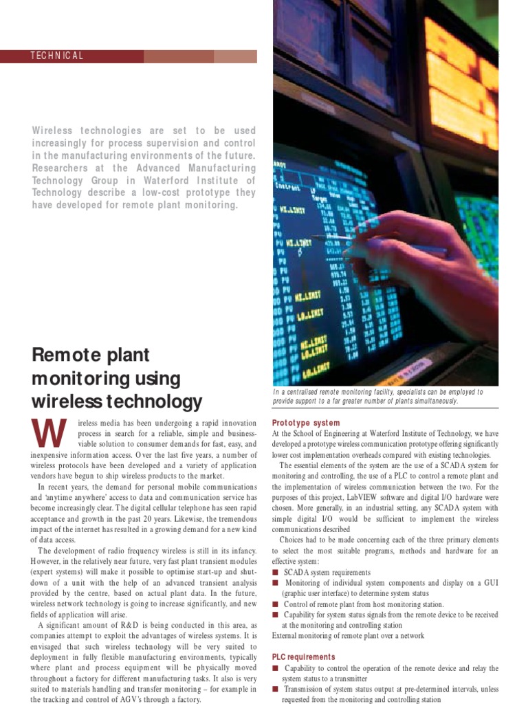 Remote Plant Monitoring Using Wireless Technology: Technical | PDF ...