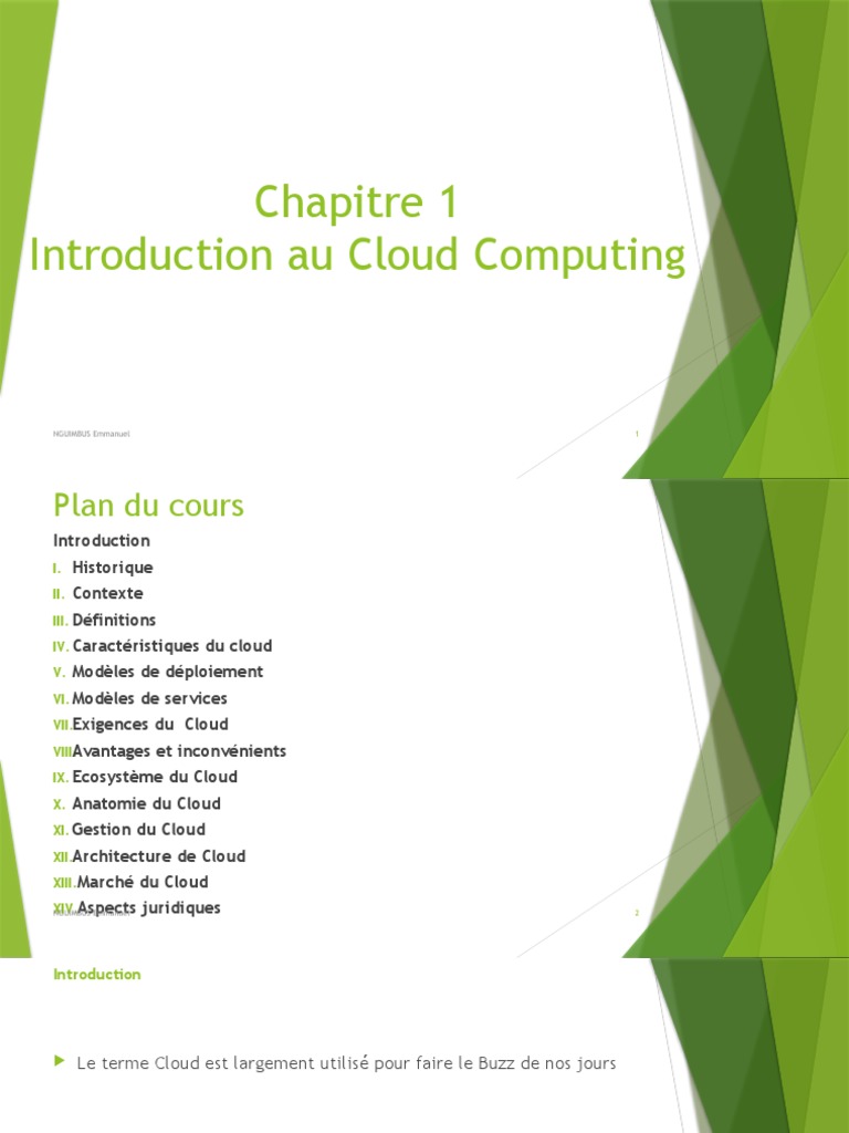 Chapitre 1 - Introduction Au Cloud Computing - v2 | PDF | Cloud computing | Service-level agreement
