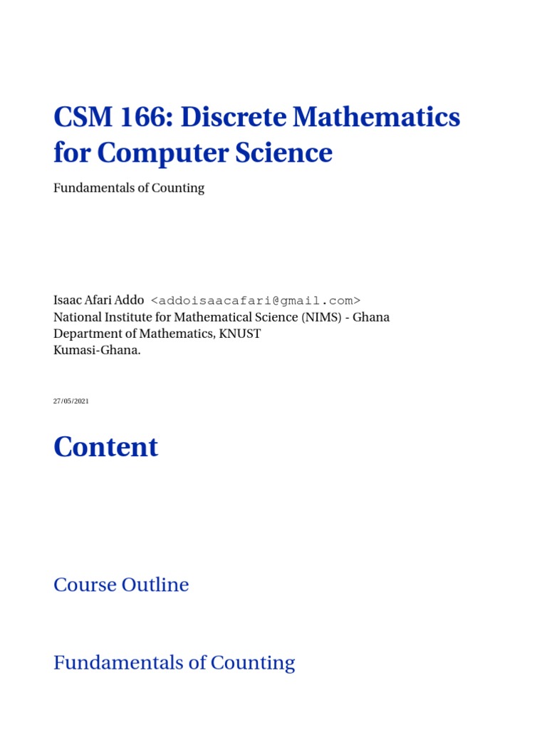 CSM 166 Chapter 1 - Lecture Slides | PDF | Discrete Mathematics ...
