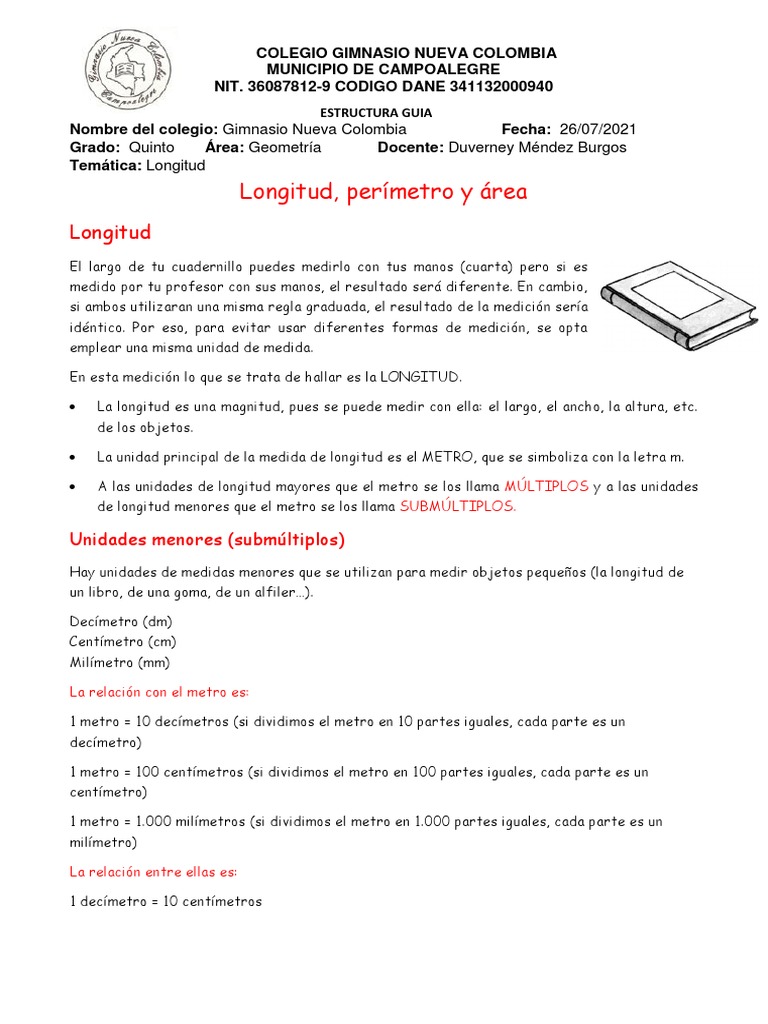Guía de Longitud para Quinto Grado | PDF | Longitud | Medición