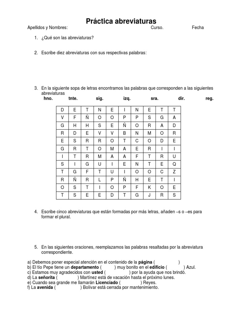 Práctica y Uso de Abreviaturas | PDF