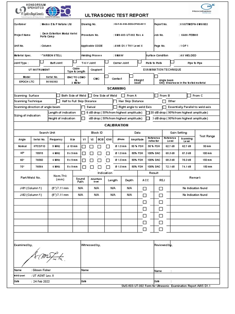 Ultrasonic Test Report: Scanning | PDF | Welding | Construction