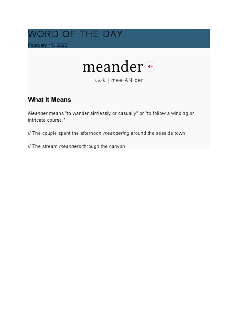 Meander: Word of The Day | PDF | Art
