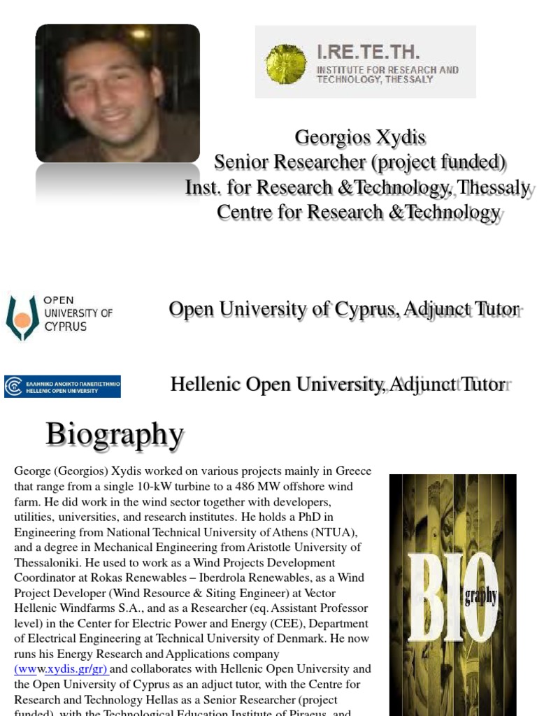 Georgios Xydis Senior Researcher (Project Funded) Inst. For Research ...
