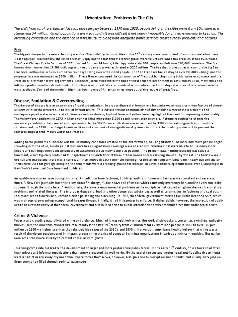 Urbanization: Problems in The City | PDF | Rapid Transit | Public Transport