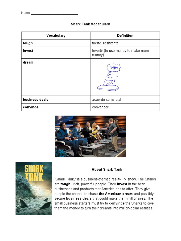 Shark Tank Vocabulary Guide | PDF