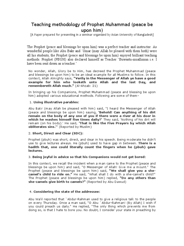 Teaching Methodology | PDF | Hadith | Muhammad