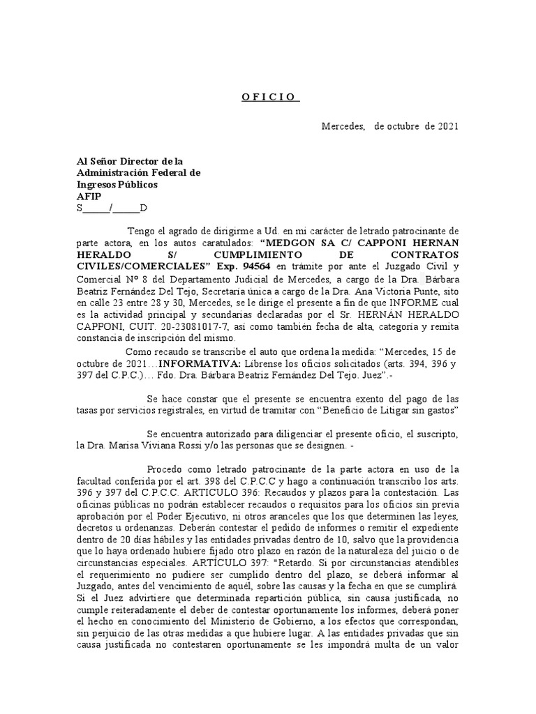 Oficio AFIP | PDF | Justicia | Crimen y violencia