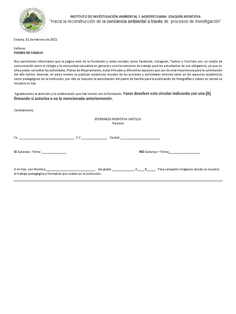 Autorización para Publicación de Imágenes | PDF