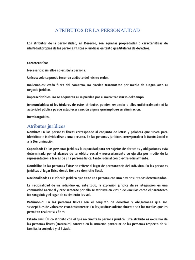 Atributos de La Personalidad | PDF | Derechos | Nacionalidad