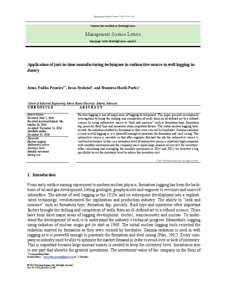 Management Science Letters | PDF | Lean Manufacturing | Supply Chain