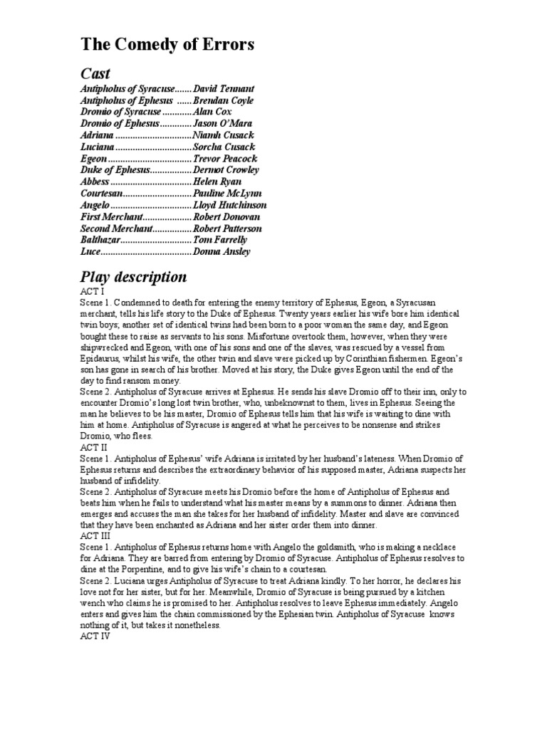 Modern English Script of The Comedy of Errors | PDF | The Comedy Of Errors