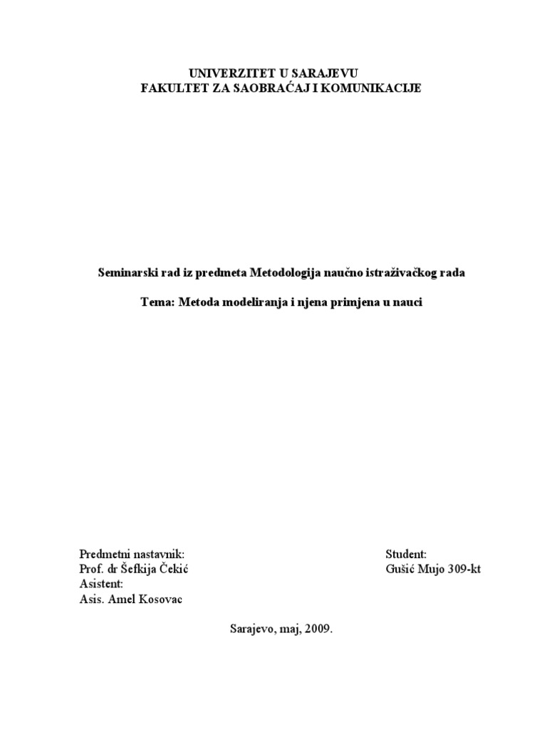 Metoda Modeliranja | PDF