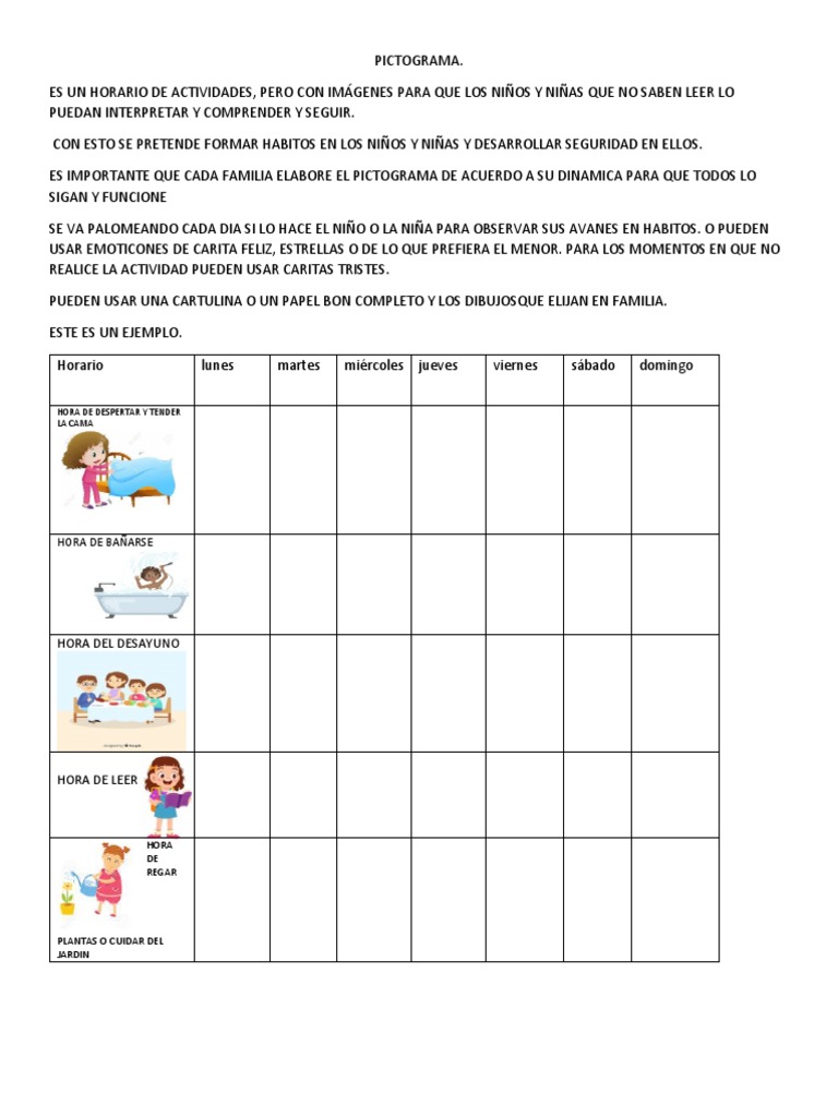 Rutina Con Pictogramas | PDF