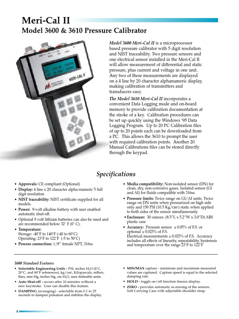 Meriam Meri-Cal | PDF | Calibration | Pressure Measurement