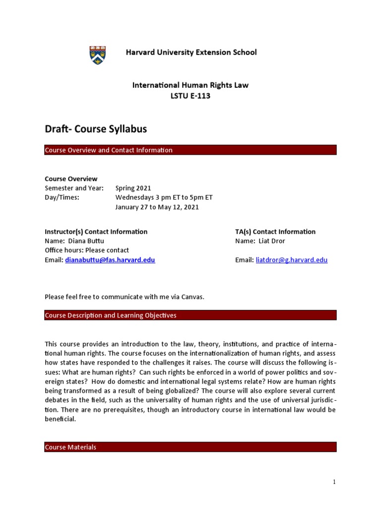 Draft-Course Syllabus: Harvard University Extension School ...