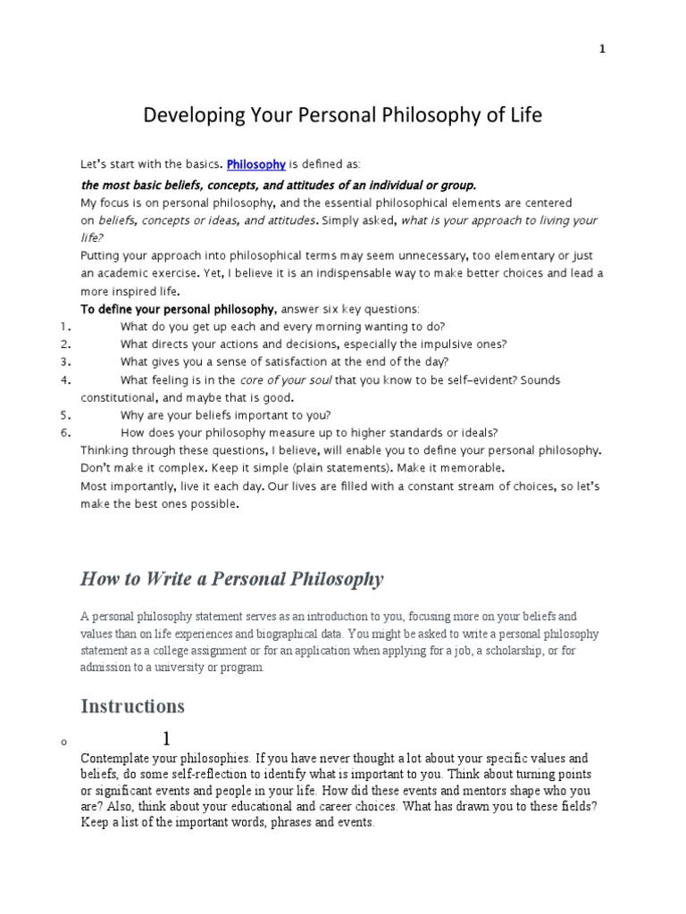 Crafting Your Personal Philosophy Essay | PDF | Attitude (Psychology ...