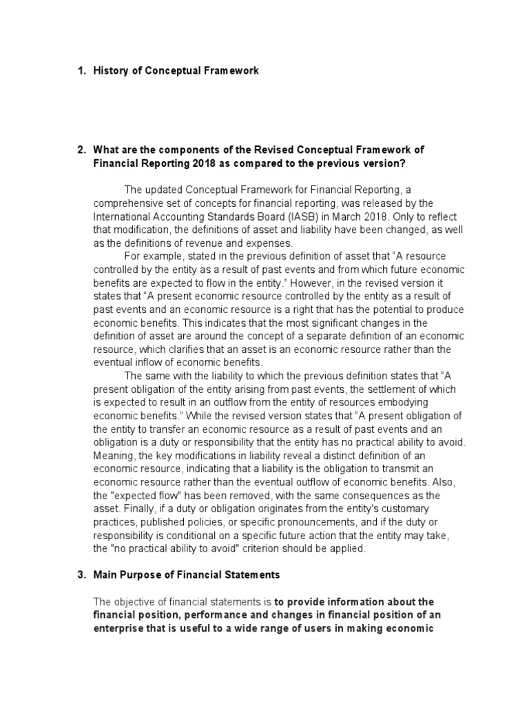 History of Conceptual Framework | PDF | Financial Statement | Liability ...