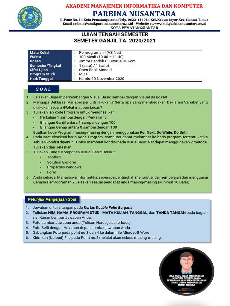 Uts - Pemrograman I 1605755389 | PDF