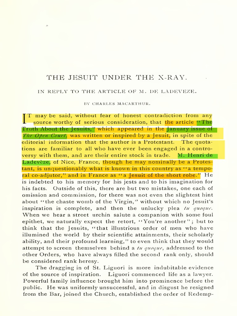 The Jesuit Under The X-Ray. | PDF | Laity | Society Of Jesus