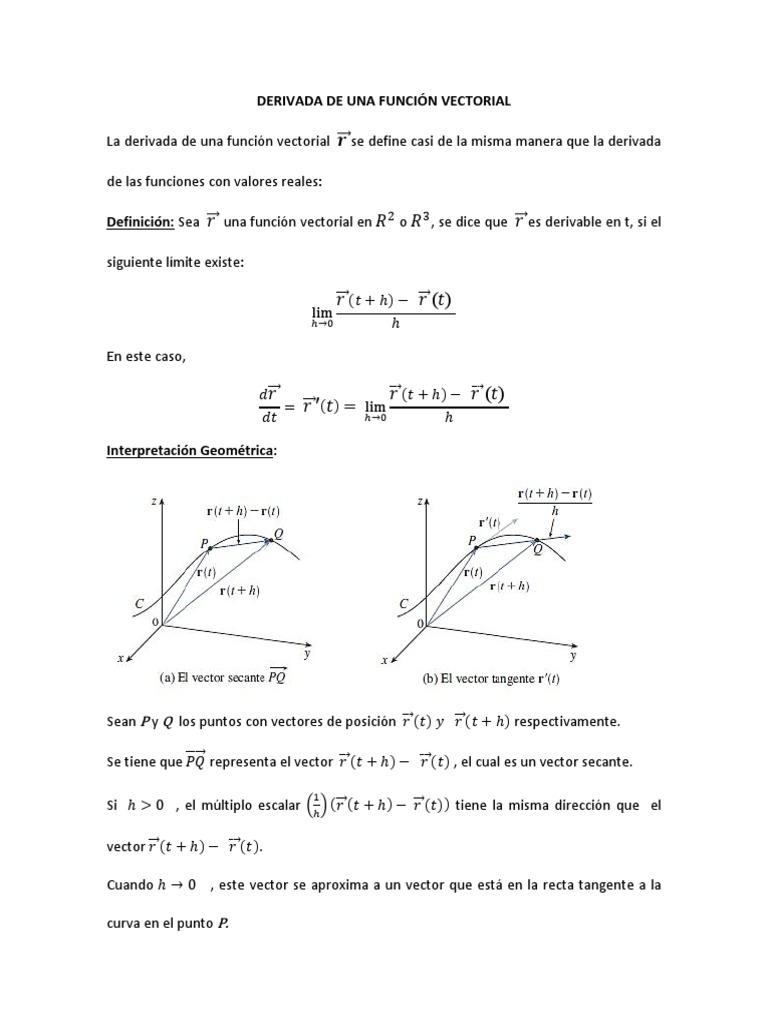 Derivada de Una Función Vectorial | PDF | Vector Euclidiano | Derivado