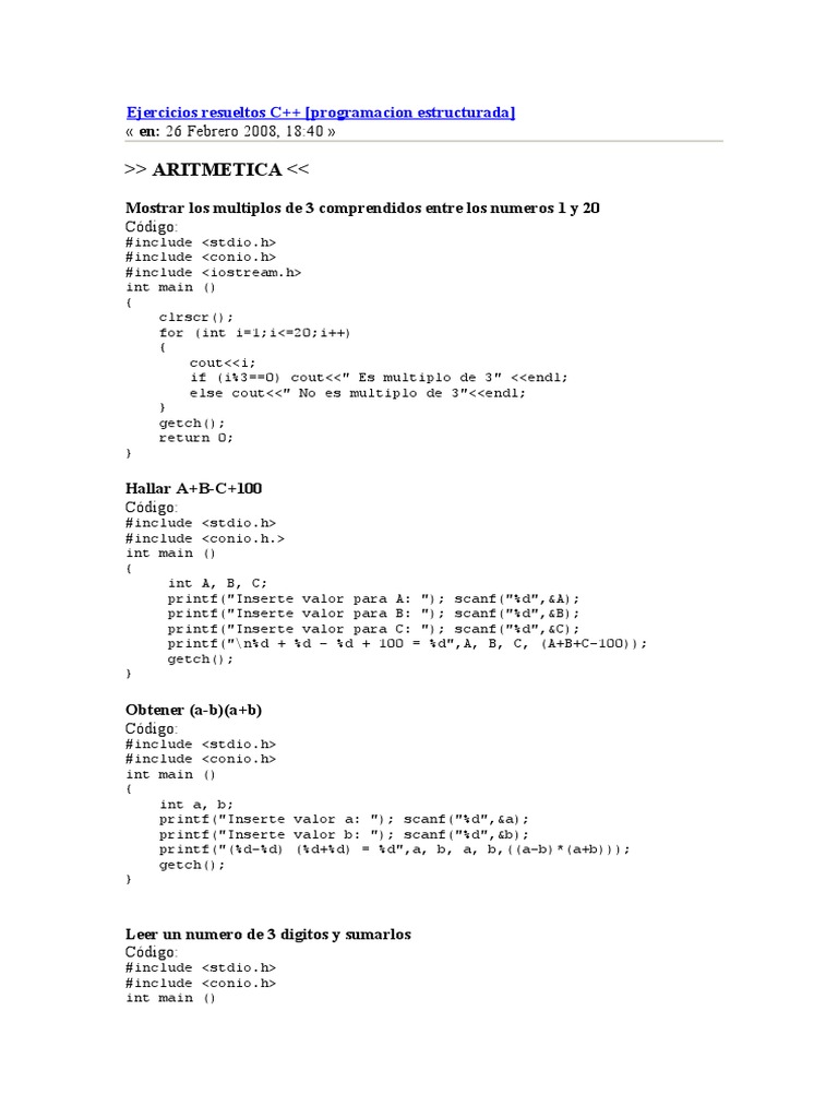 Ejercicios Resueltos C Programacion Estructurada Pdf Estructura