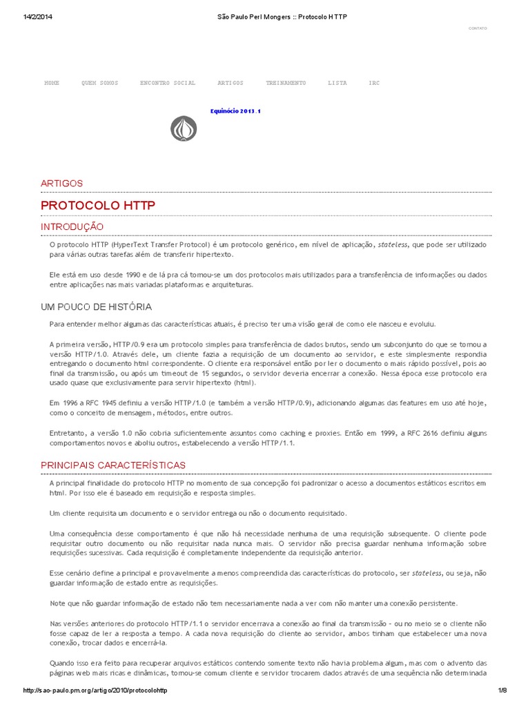 Protocolo HTTP | PDF | Protocolo de transferência de hipertexto ...