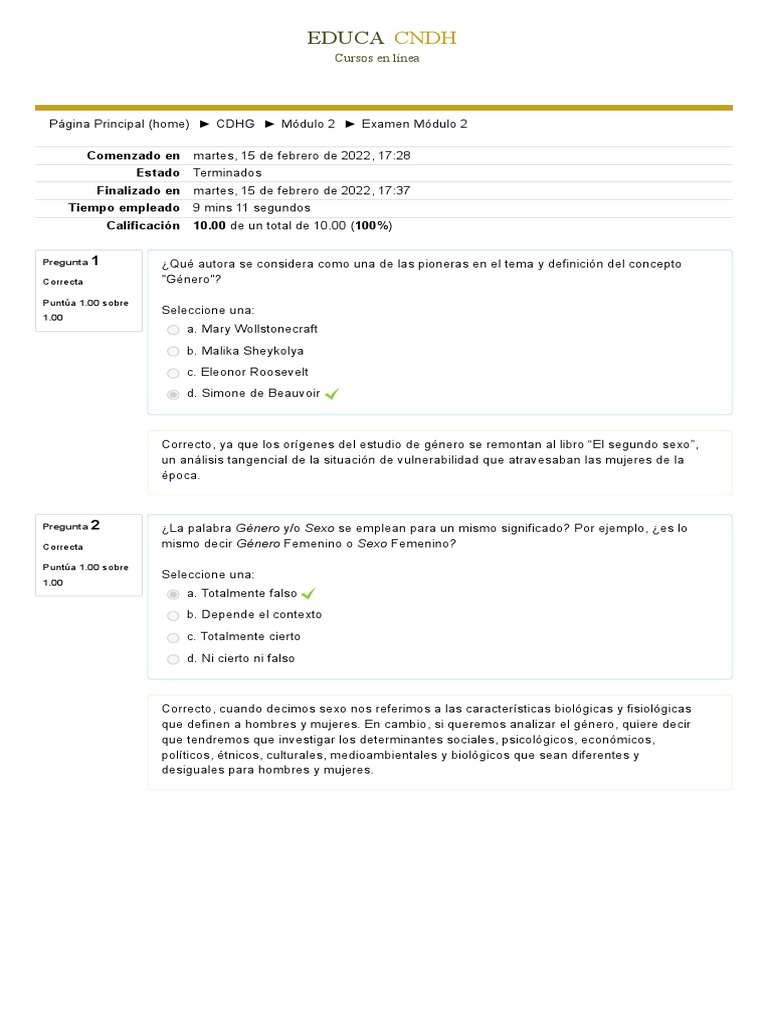 Examen Módulo 2 cndh | PDF | Feminismo | Estudios de género