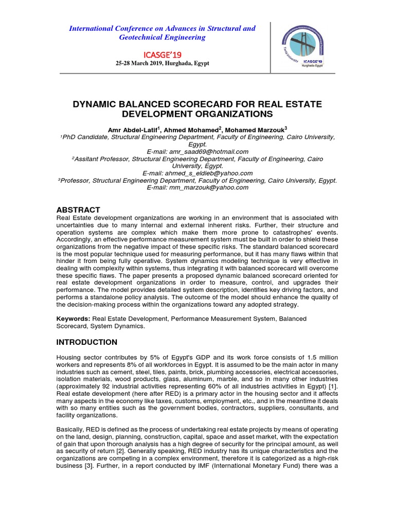 Dynamic Balanced Scorecard for Real Estate | PDF | Employment | System