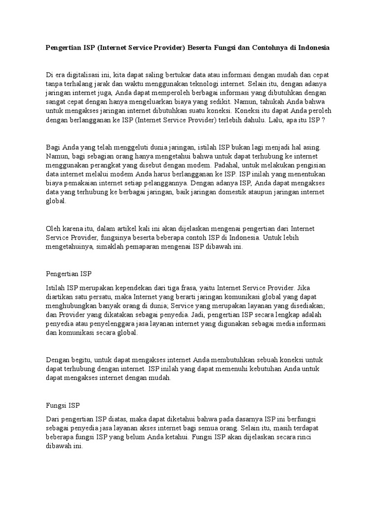 Pengertian ISP | PDF