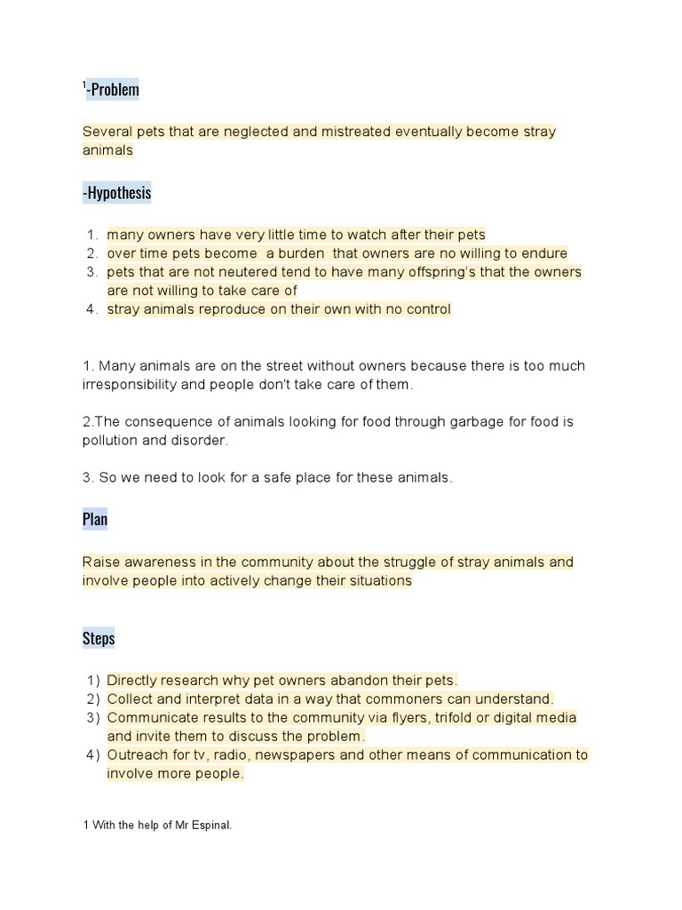 Observations and Hypothesis Scientific Proyect Desing MR Espinal ...