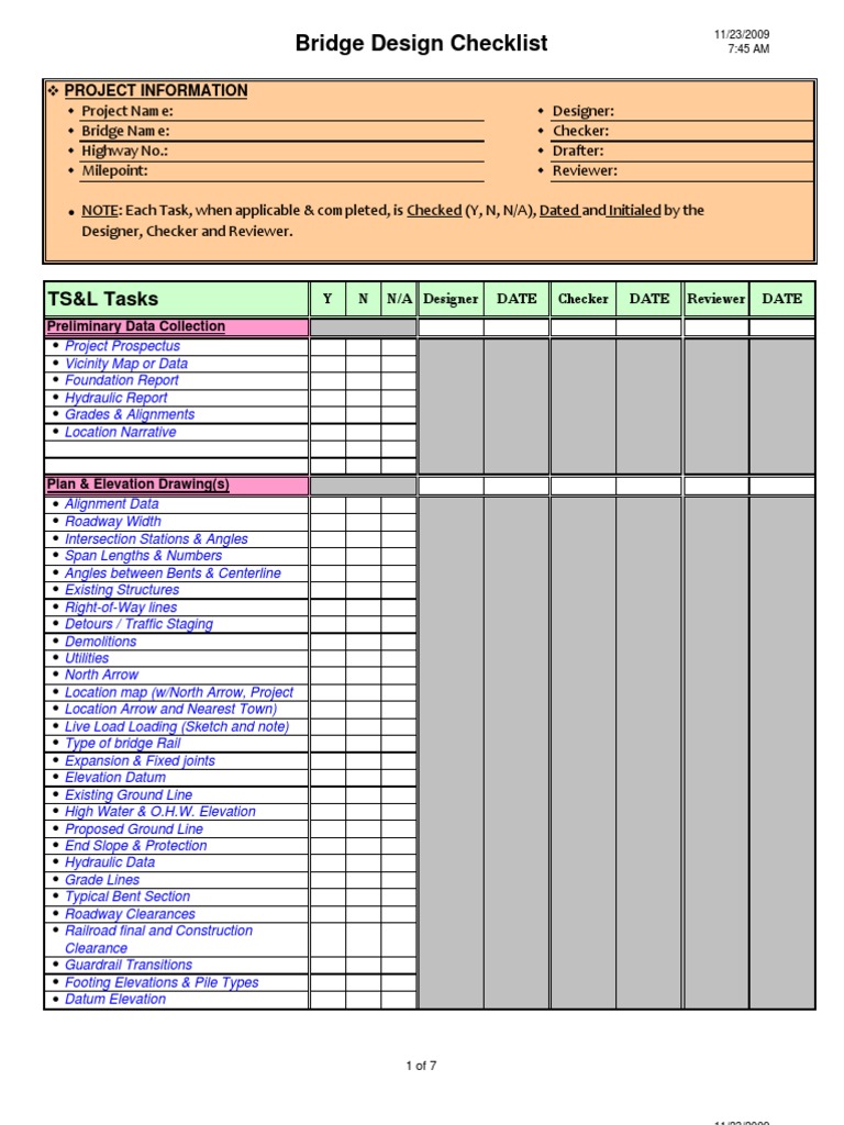 Bridge Design Checklist Rev01 | PDF | Deep Foundation | Beam (Structure)