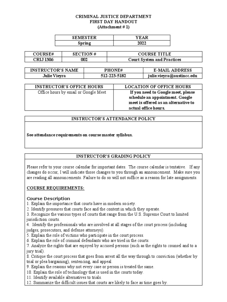 Court Systems and Practices Calendar-S22 | PDF | Plea | Plea Bargain