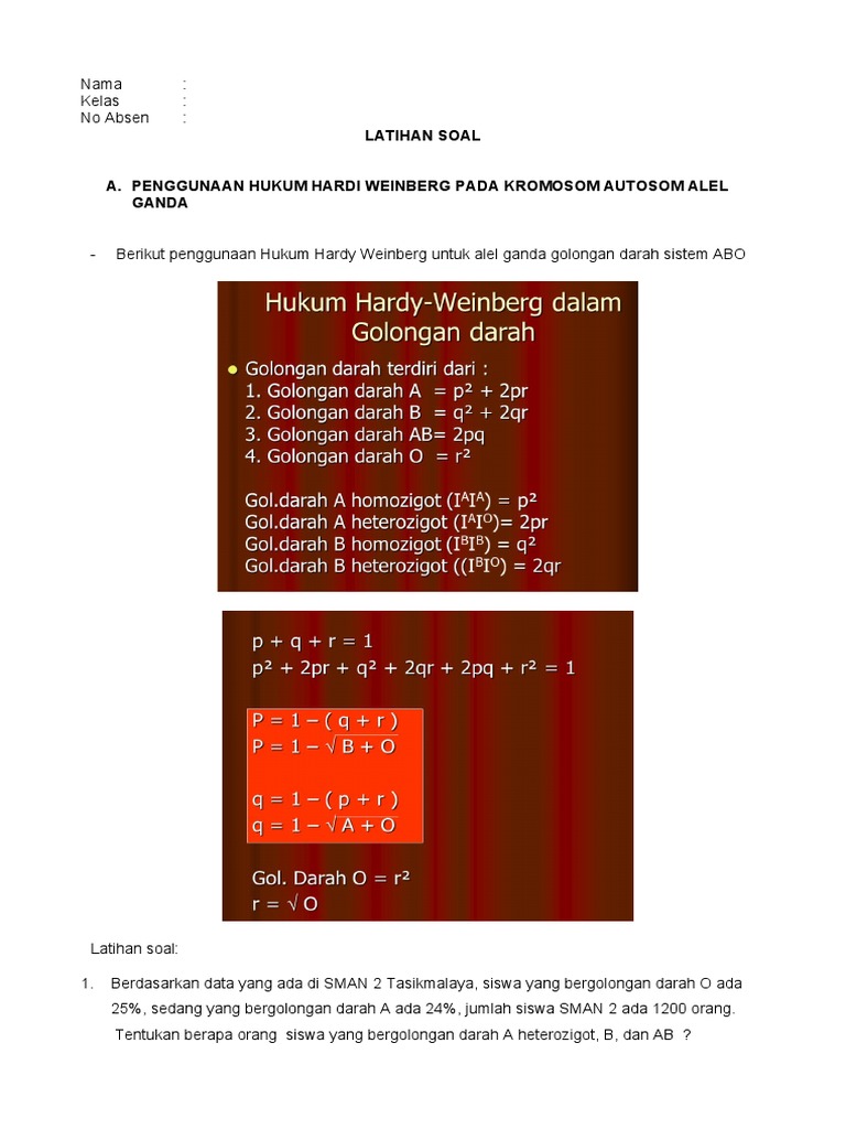 Latihan Soal Hk. Hardy Weinberg Alel Ganda | PDF