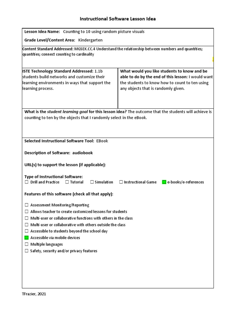 Portfolio Lesson Plan | PDF | Learning | Software