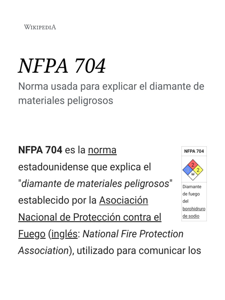 Norma NFPA 704 y su Diamante de Peligro | PDF | Compuestos químicos ...
