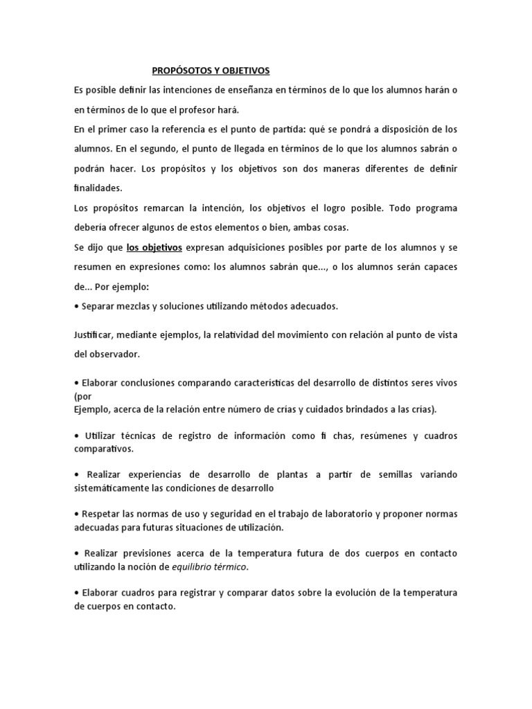 Propósitos y Objetivos Educativos | PDF | Aprendizaje | Laboratorios