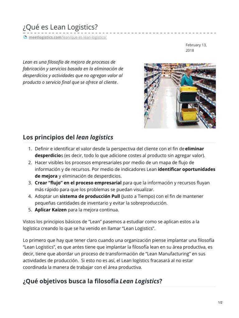 Qué Es Lean Logistics | PDF | Lean Manufacturing | Business