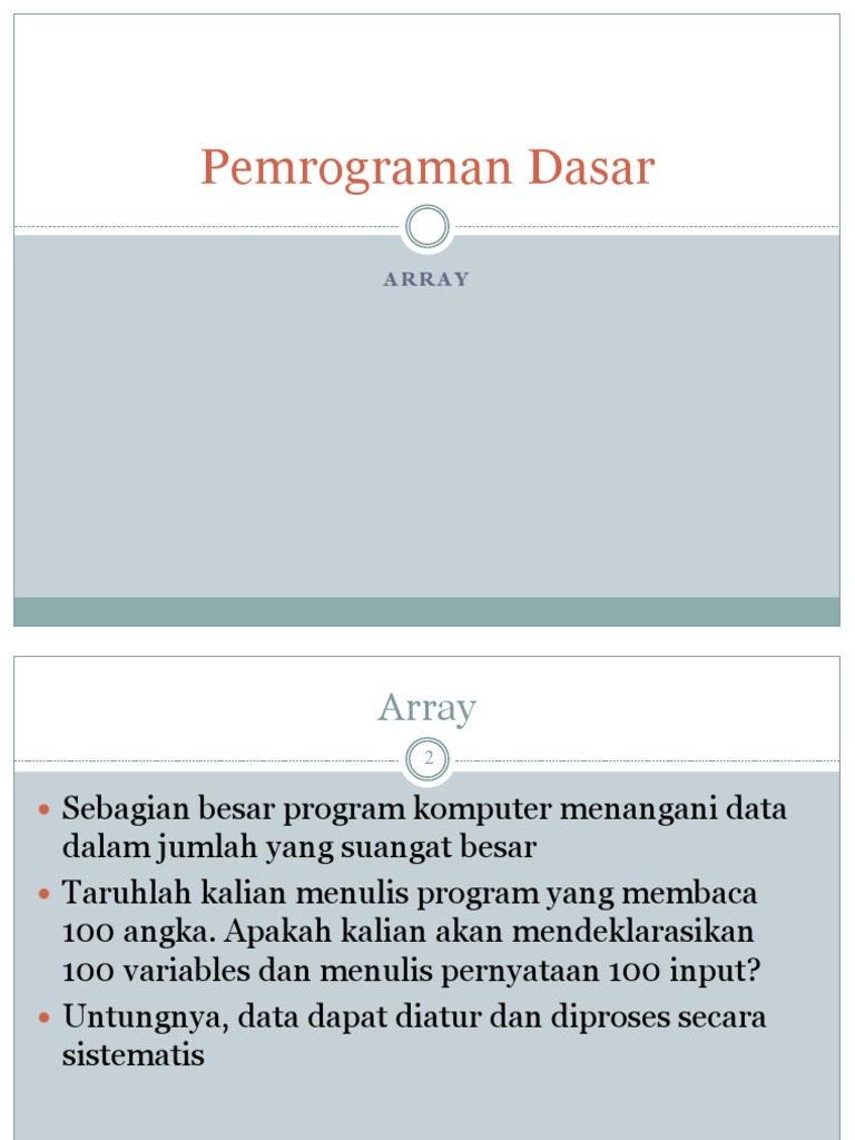Pemrograman Dasar: Array | PDF