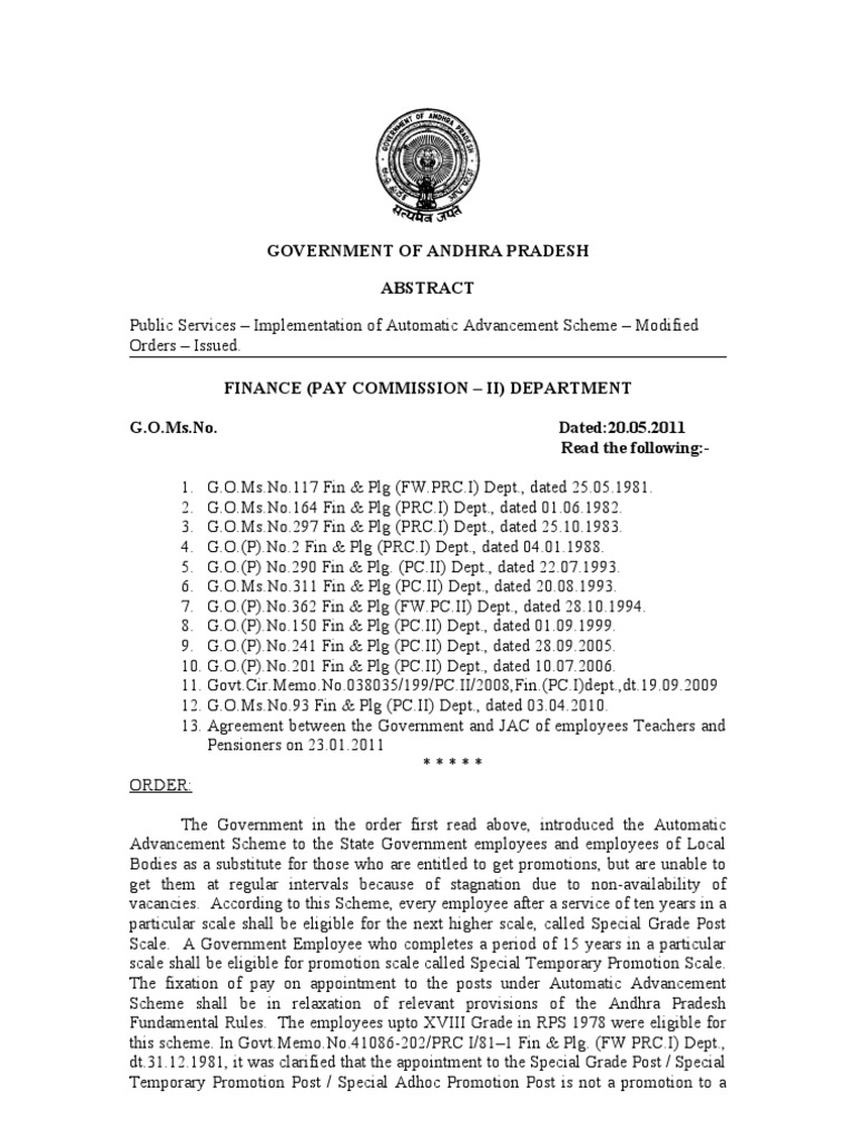 6,12,18,24 Years Automatic Advancement Scheme | PDF