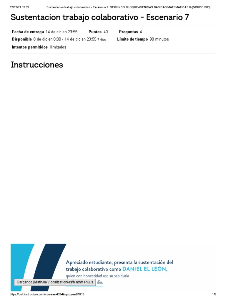 Sustentacion Trabajo Colaborativo - Escenario 7 - SEGUNDO BLOQUE-CIENCIAS BASICAS - MATEMATICAS ...